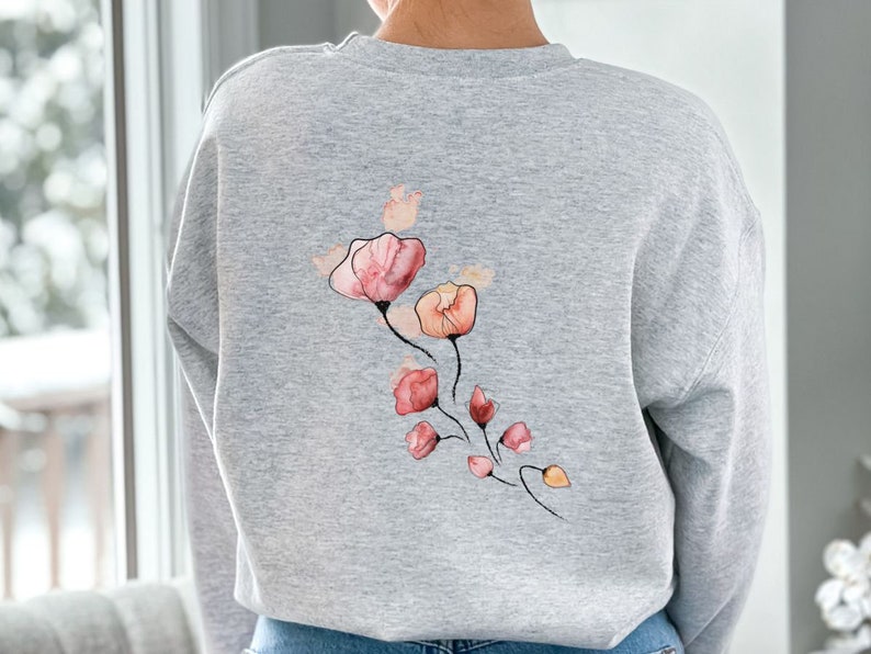 Minimalist Floral Sweatshirt, Boho Floral Hoodie, Spring Flowers T ...