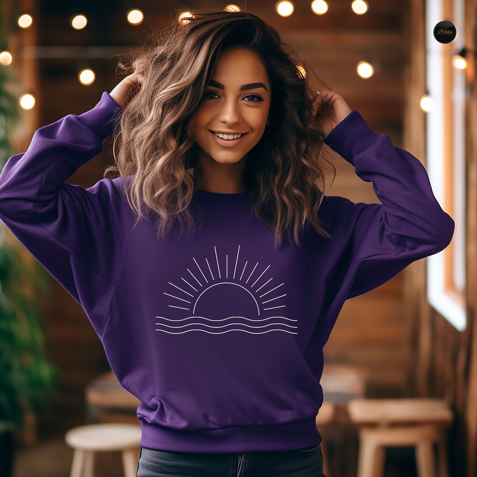 Retro Ocean Sun Tee, Nature Graphic Tshirt, Womens Summer Tee, Sunrise ...