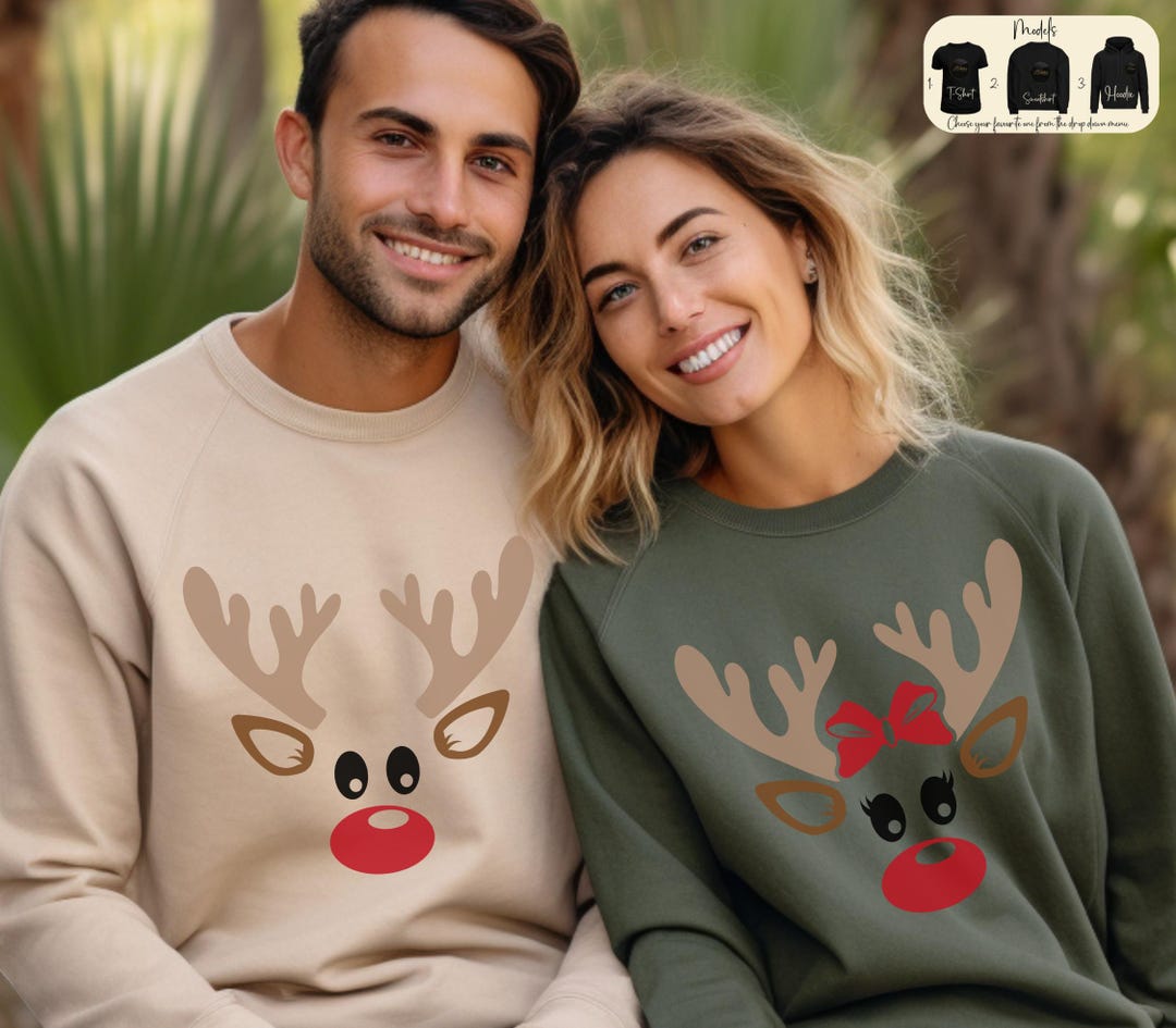 Couple Matching Reindeer Sweatshirts, Cute Christmas Sweaters, Xmas ...
