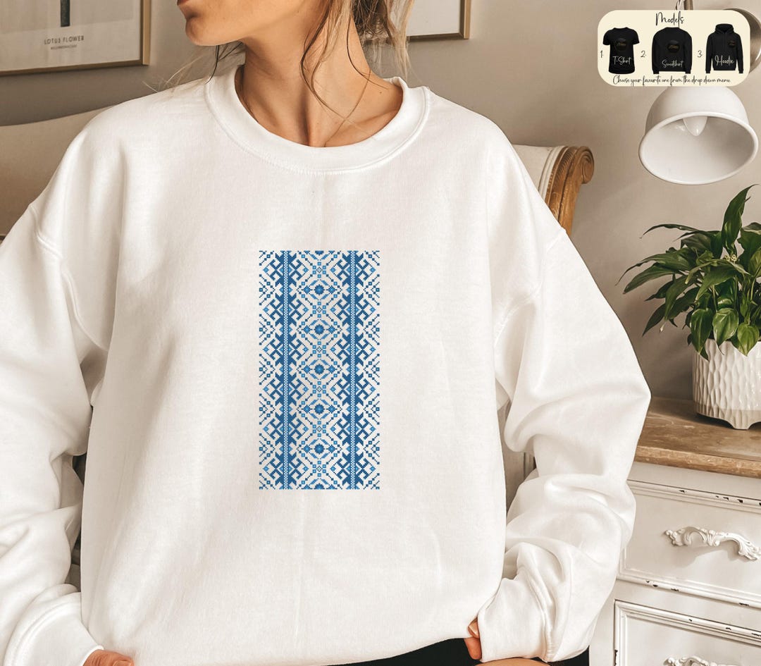 Traditional Romanian Sweatshirt With Ethnic Pattern, Ethnic Romanian T ...