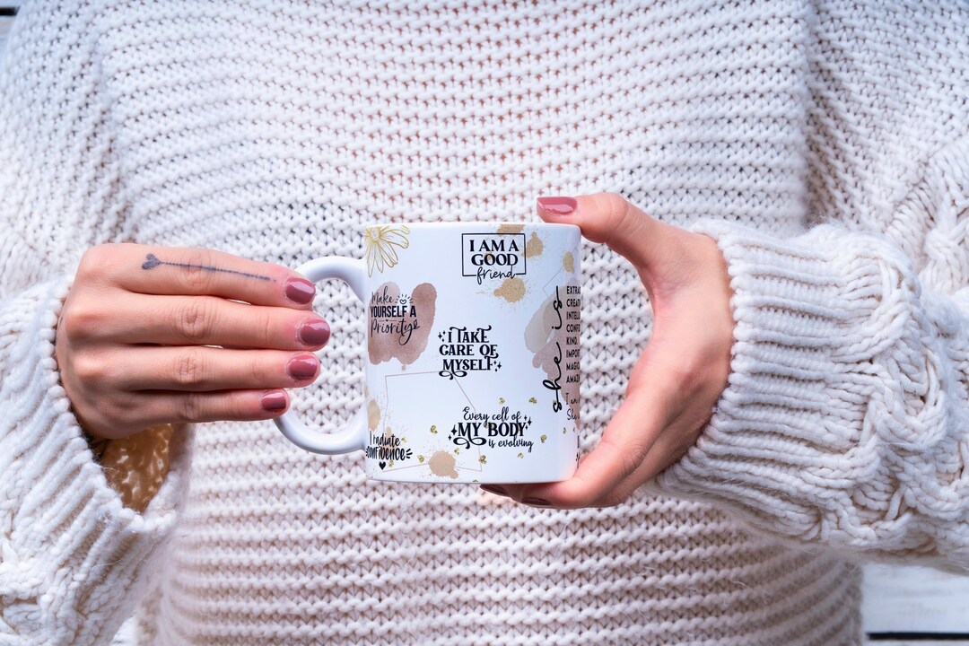 Daily Reminders Affirmations Mug, Mental Health Cup Self Care ...