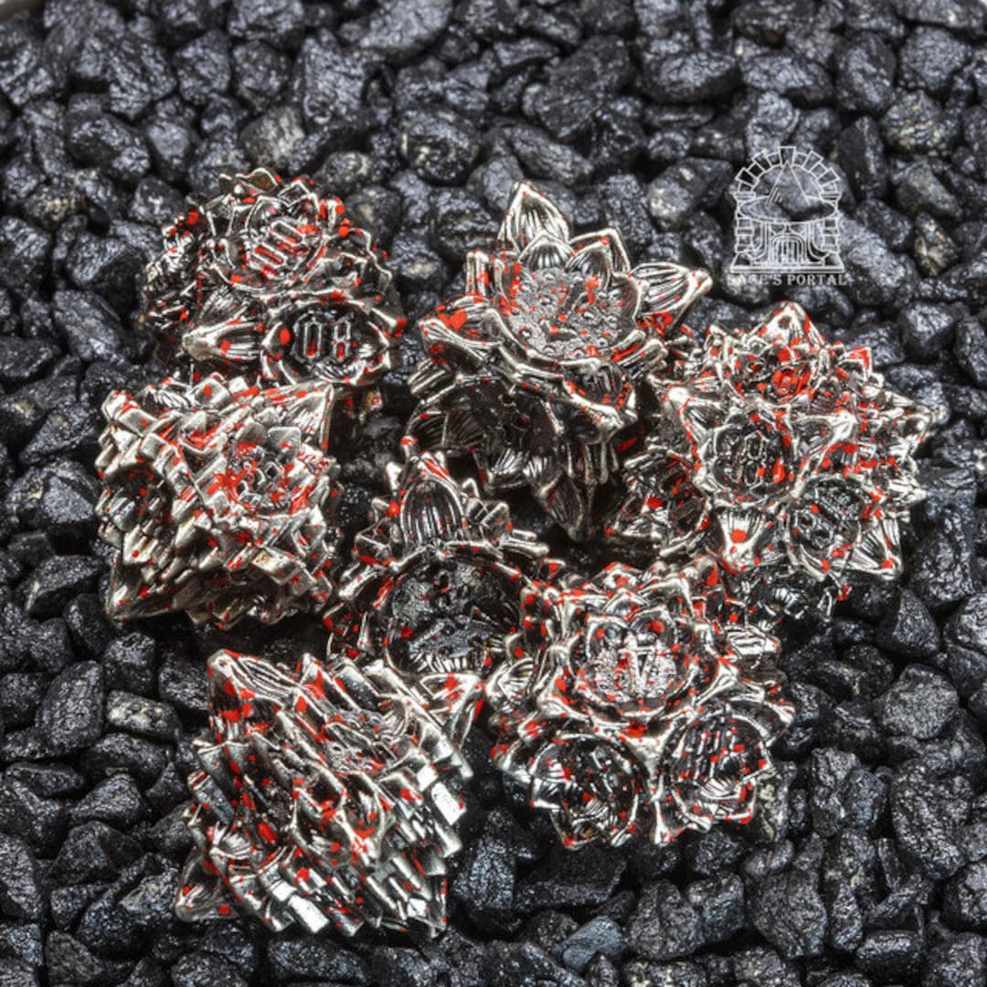 Sage's Deadly Lotus Petrified Carnage Metal Polyhedral Dice Set ...