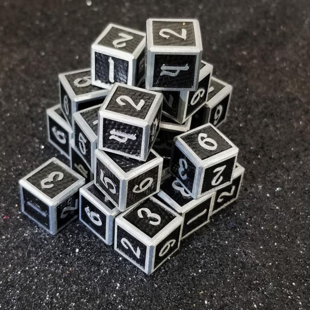 Sage's Wyrmlings Black Scale Metal D6 Dice Set - 24 Black Scale Metal ...