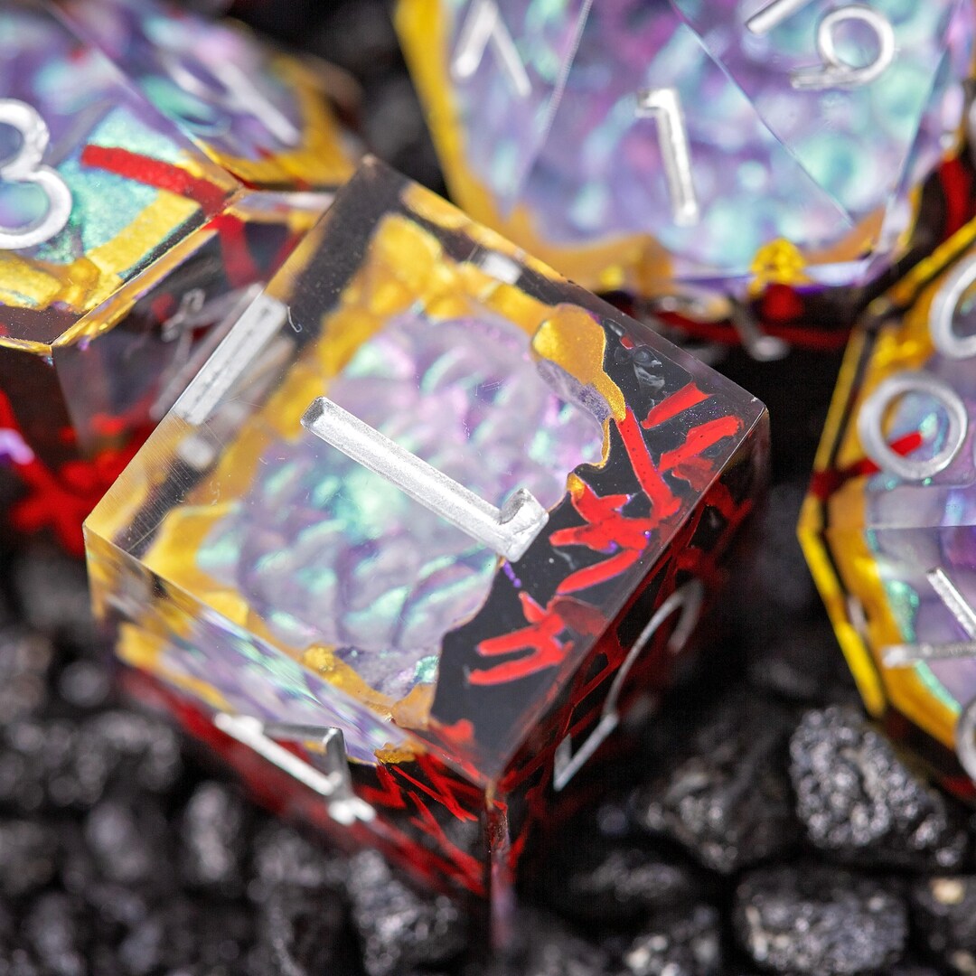 Sage's Geodes Lava Stone Sharp Edge Resin Polyhedral Dice Set | Dice ...