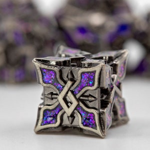 Sage's Petrified Lilium Plum Metal Polyhedral Dice Set Dungeons Dragons ...