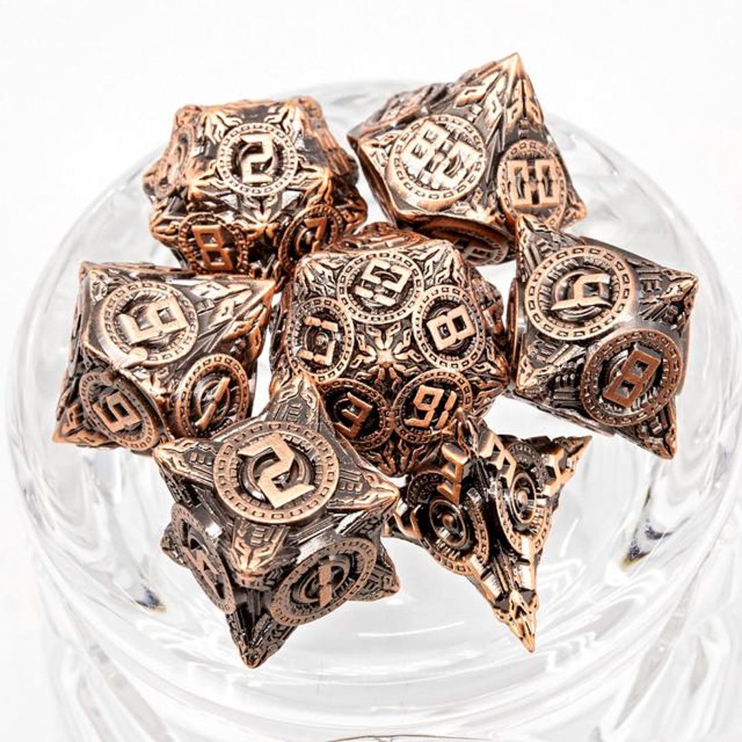 Sage’s Chronurgy Timeless Copper Metal Polyhedral Dice Set | Dungeons ...