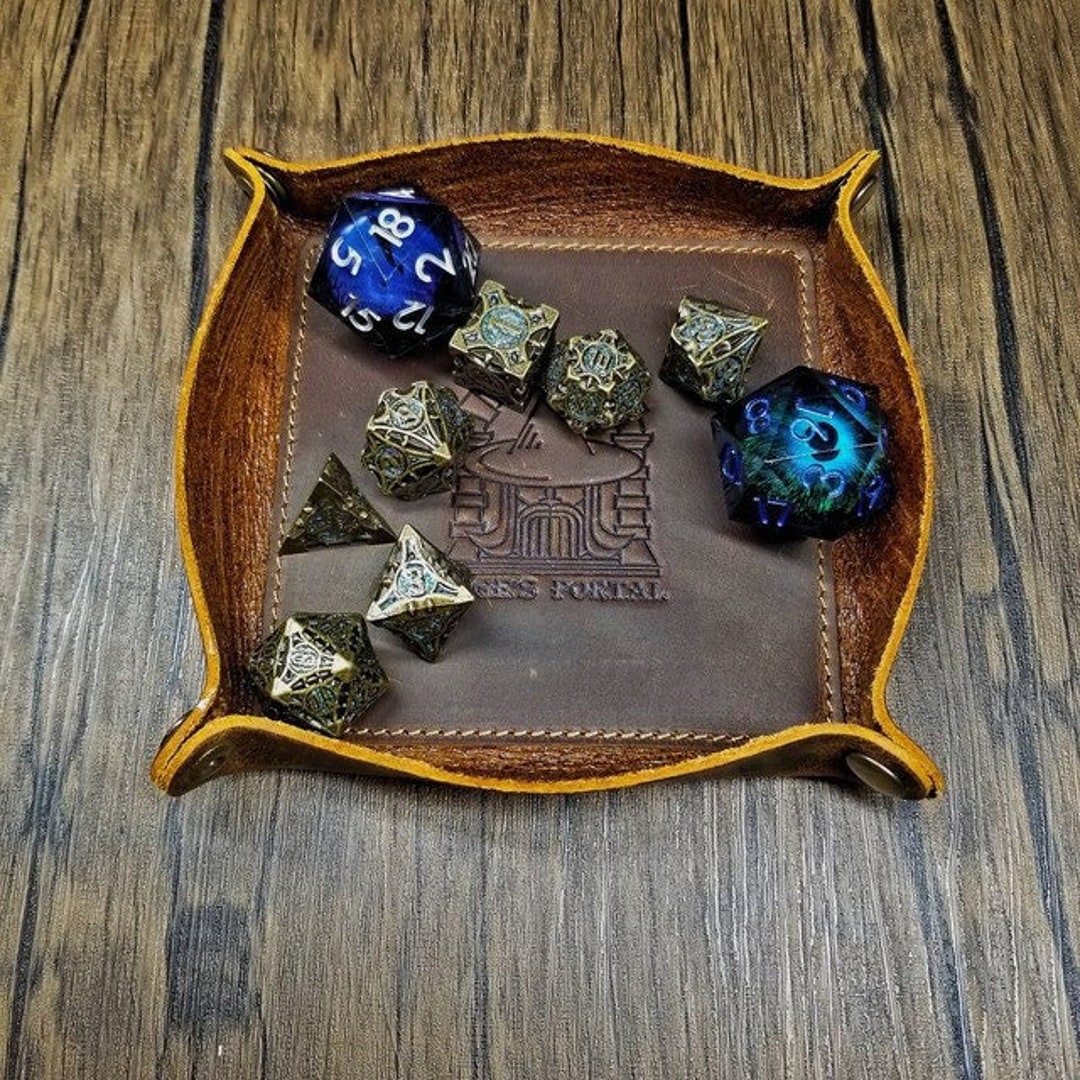 Sage’s Enchanted Dice Tray Crazy Horse Oiled Saddle Leather Luxury Dice Tray | Dungeons Dragons ...