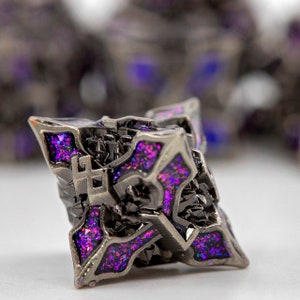 Sage's Petrified Lilium Plum Metal Polyhedral Dice Set Dungeons Dragons ...
