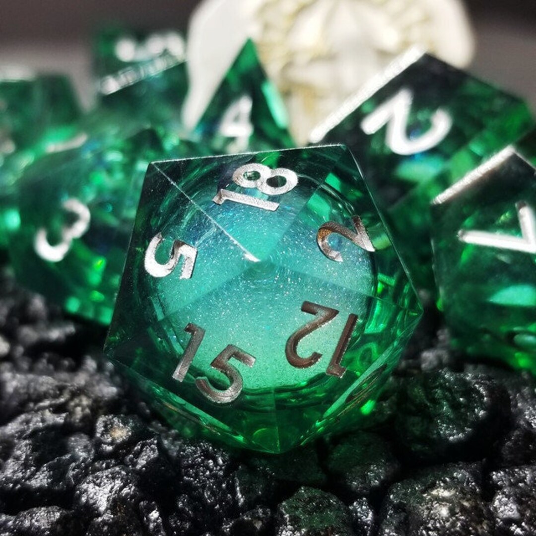 Sage's Forest Souls Liquid Core Dice Set – Green Sharp Edge Resin D&D ...