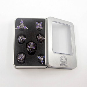 Sage's Petrified Lilium Plum Metal Polyhedral Dice Set Dungeons Dragons ...
