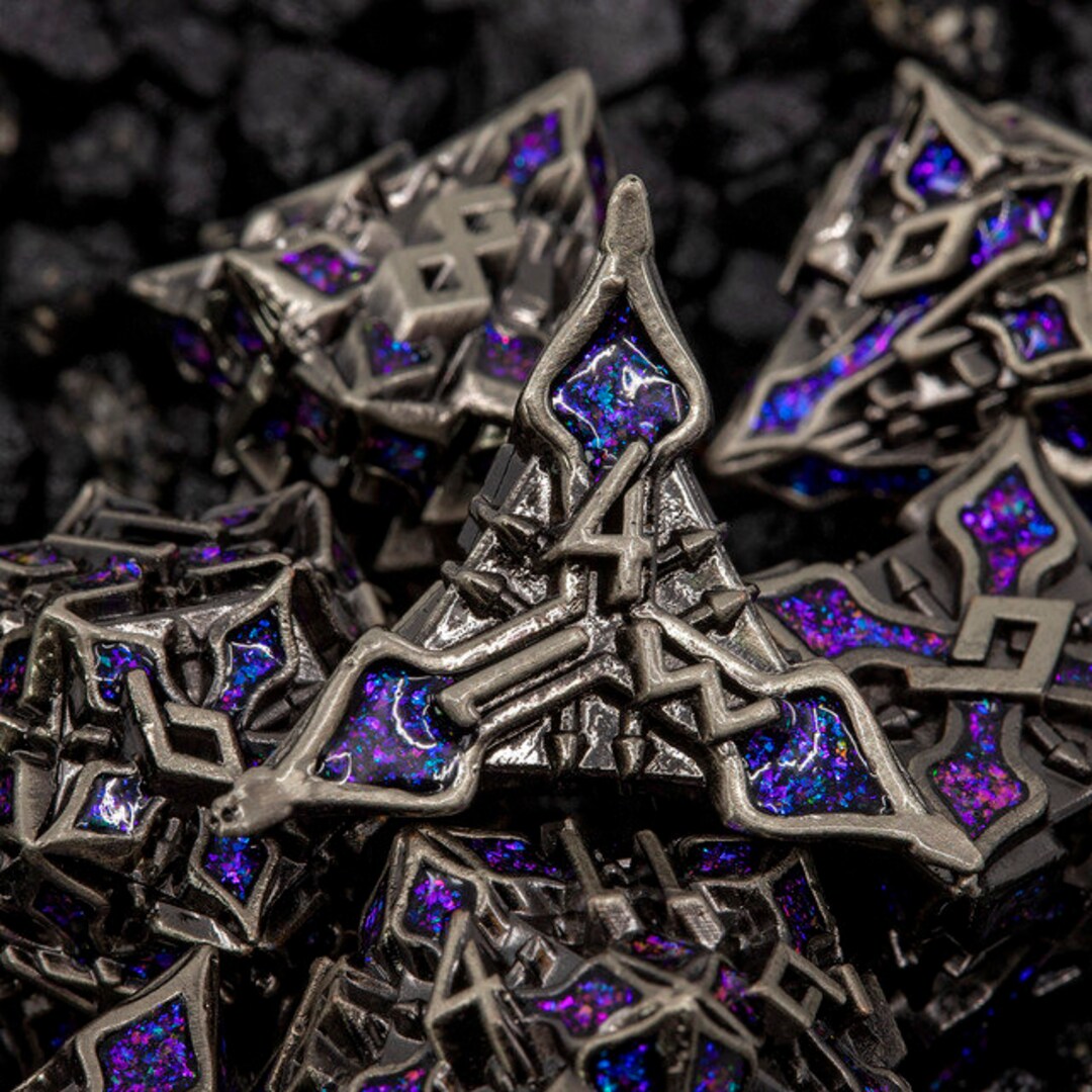 Sage's Petrified Lilium Plum Metal Polyhedral Dice Set | Dungeons ...