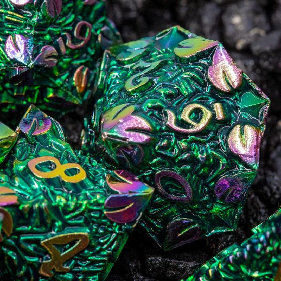 Sage’s Arboreals Sylvan Metal Polyhedral Dice Set for TTRPG Dungeons ...