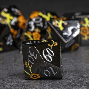 Sage’s Petrified Flowers Black Orange/yellow Flowers Metal Polyhedral ...