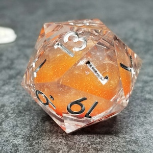 Sage's Fiery Souls - Orange 33mm Liquid-core D20 Sharp Edge Resin Dice ...