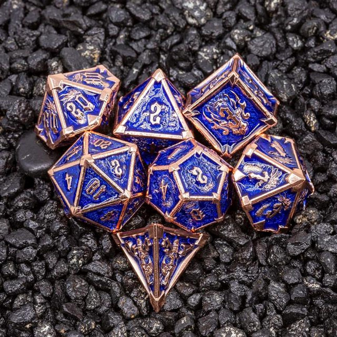 Metal DND Dice Set | Sage’s Grave Fortune – Cobalt Death | Blue Resin ...