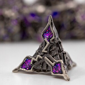 Sage's Petrified Lilium Plum Metal Polyhedral Dice Set Dungeons Dragons ...