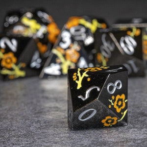 Sage’s Petrified Flowers Black Orange/yellow Flowers Metal Polyhedral ...