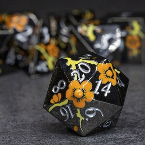 Sage’s Petrified Flowers Black Orange/yellow Flowers Metal Polyhedral ...