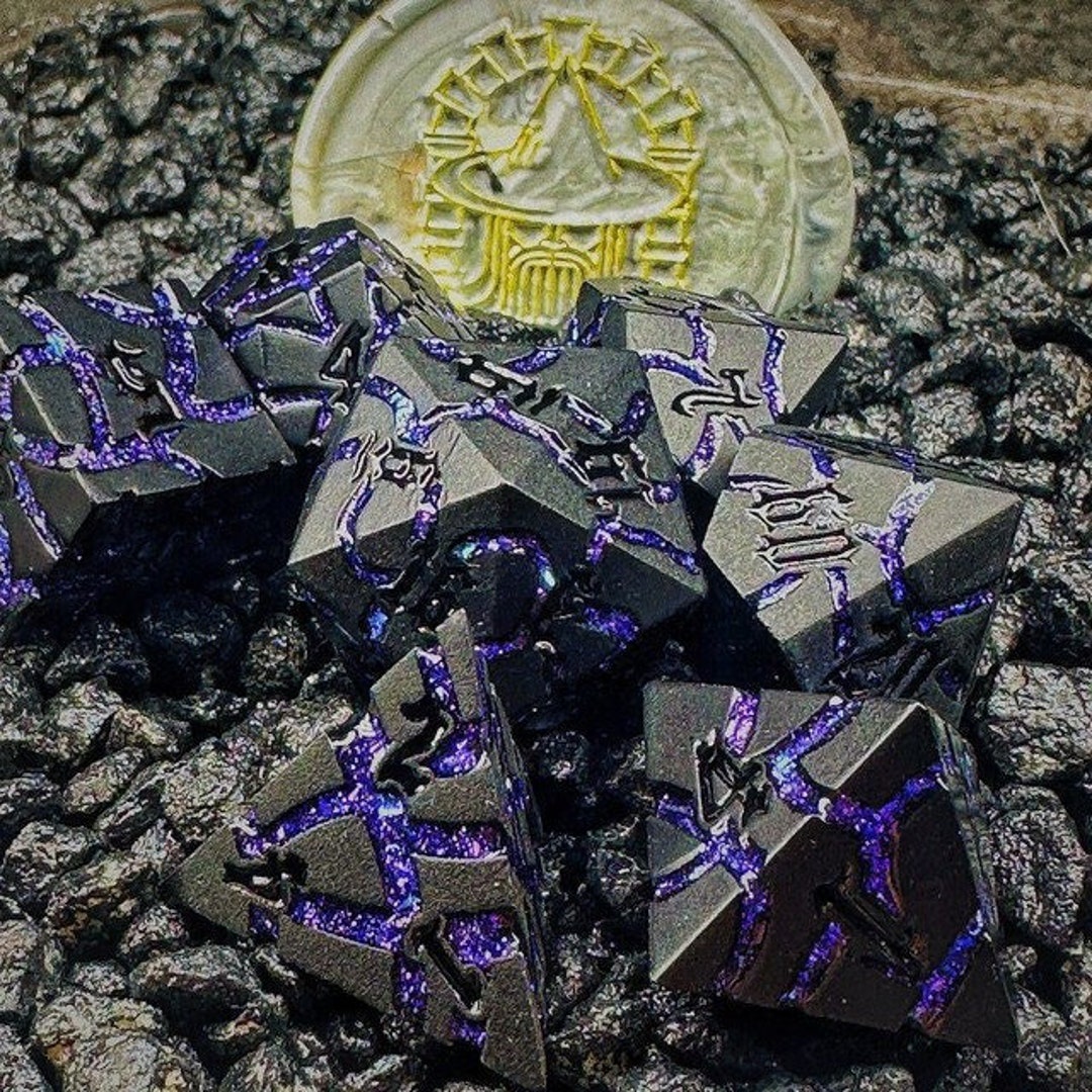 Unique Metal Dice Set for DND & RPG Games | Sage’s Warp Stones Black ...