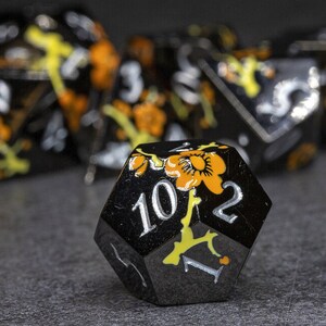 Sage’s Petrified Flowers Black Orange/yellow Flowers Metal Polyhedral ...