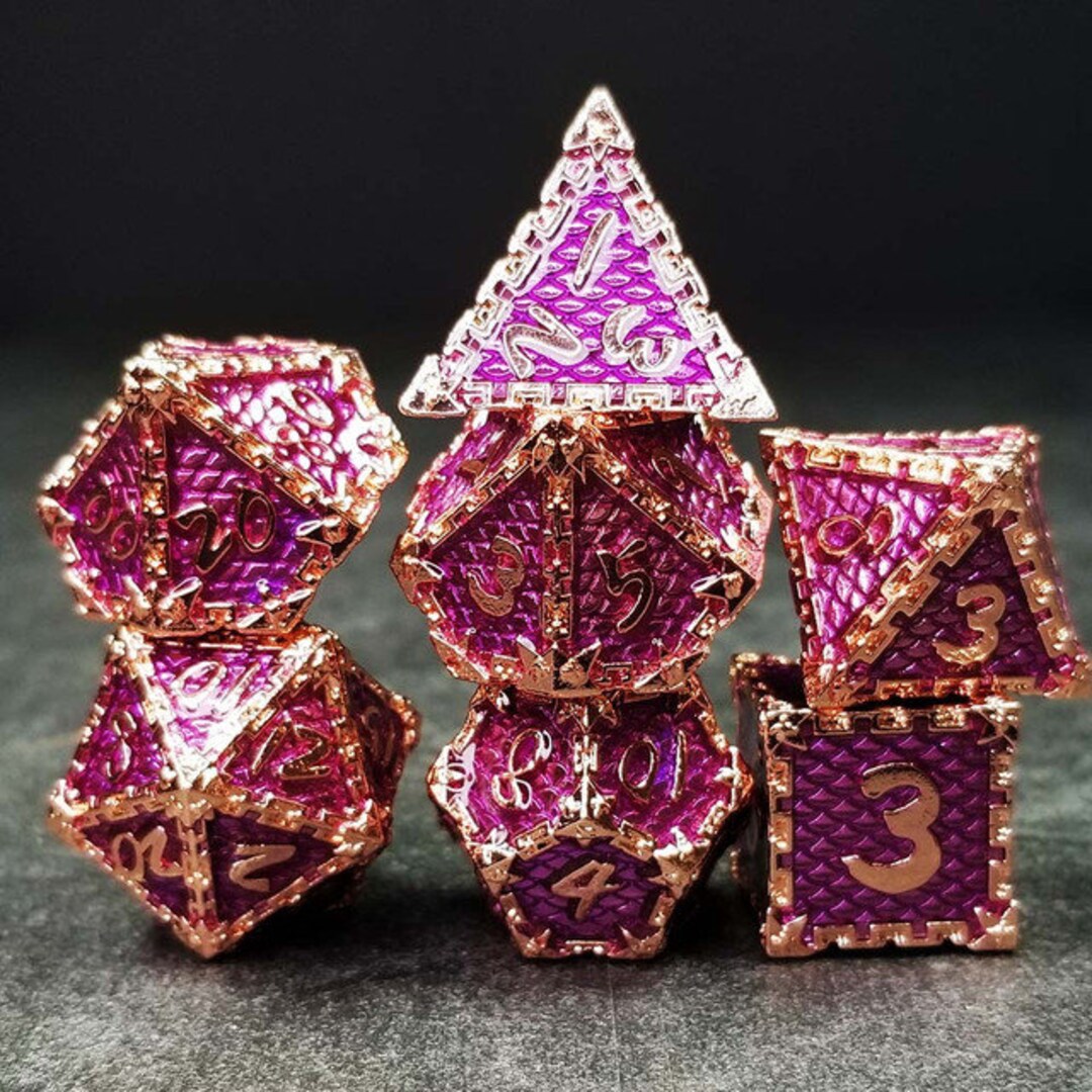 Sage's Dragonstones Chained Drake Purple Copper Metal Polyhedral Dice ...
