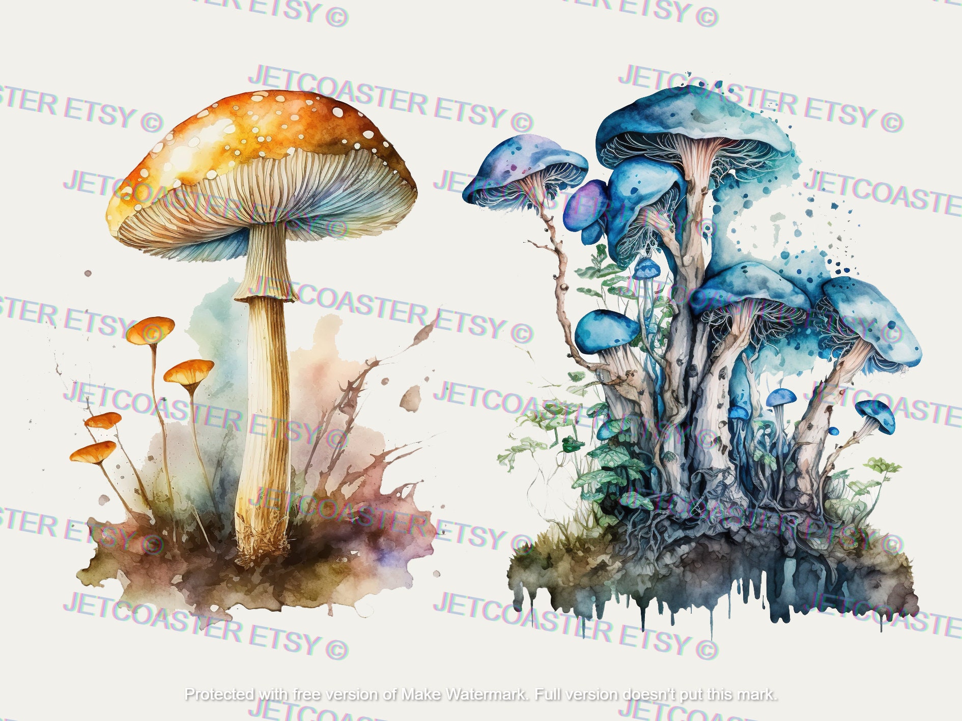 Watercolour Woodland Forest Mushrooms Autumn Clipart - Etsy