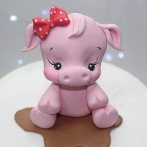 Piggy Fondant, Cold Porcelain Piggy Figure, Farm Party Decorations ...