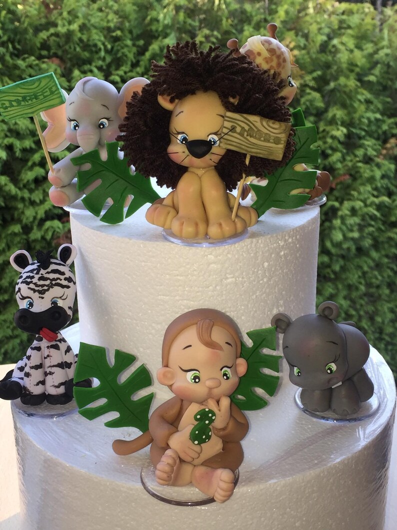 Safari Cake Topper Giraffe Cake Topper Cold Porcelain Jungle - Etsy