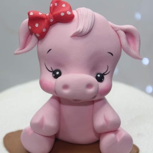 Piggy Fondant, Cold Porcelain Piggy Figure, Farm Party Decorations ...