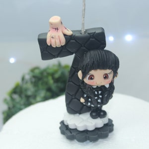 Candle Girl, Wednesday Addams Inspired Candle, Cold Porcelain Candle ...