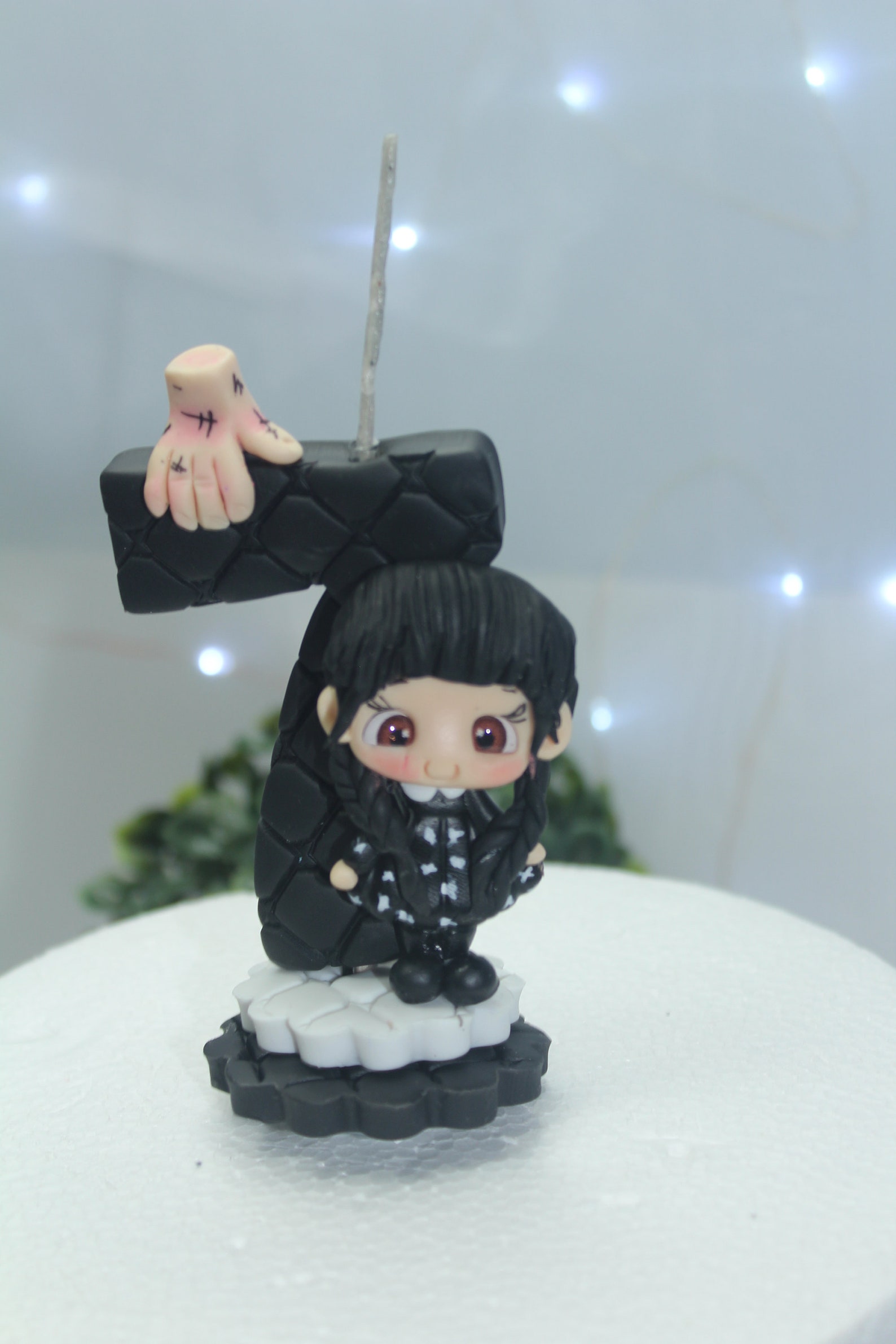 Candle Girl, Wednesday Addams Inspired Candle, Cold Porcelain Candle ...