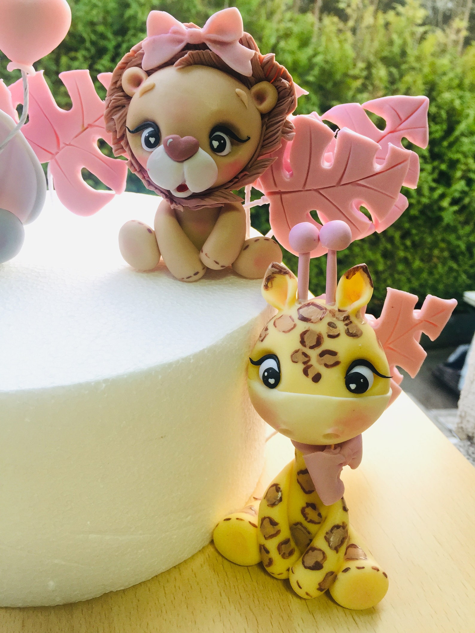 Pink Safari Cake Topper Giraffe Cake Topper Cold Porcelain - Etsy