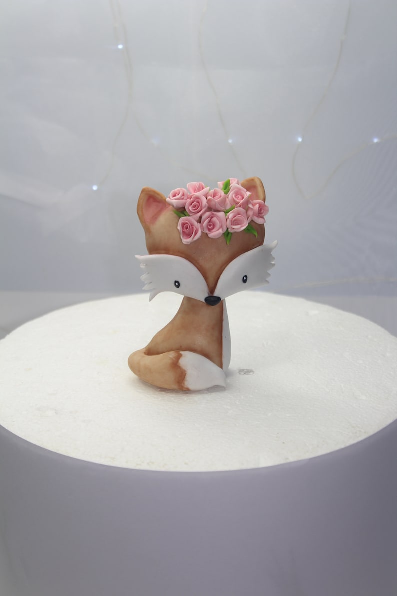 Fox Cake Topper,fox Figure,fondant Fox,sugar Paste Fox,woodland Cake ...