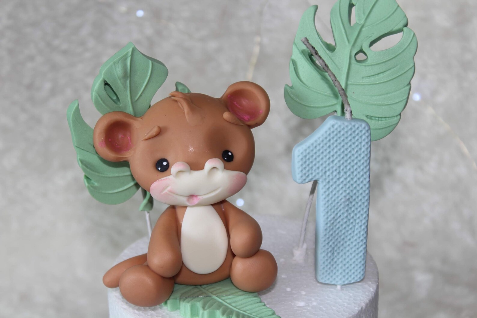 Monkey Topper Animals Cake Topper Jungle Cake Topper Grass - Etsy