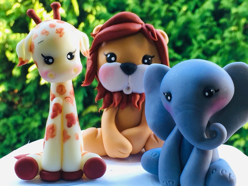 Safari Cake Topper, Giraffe Cake Topper, Cold Porcelain Jungle Cake ...