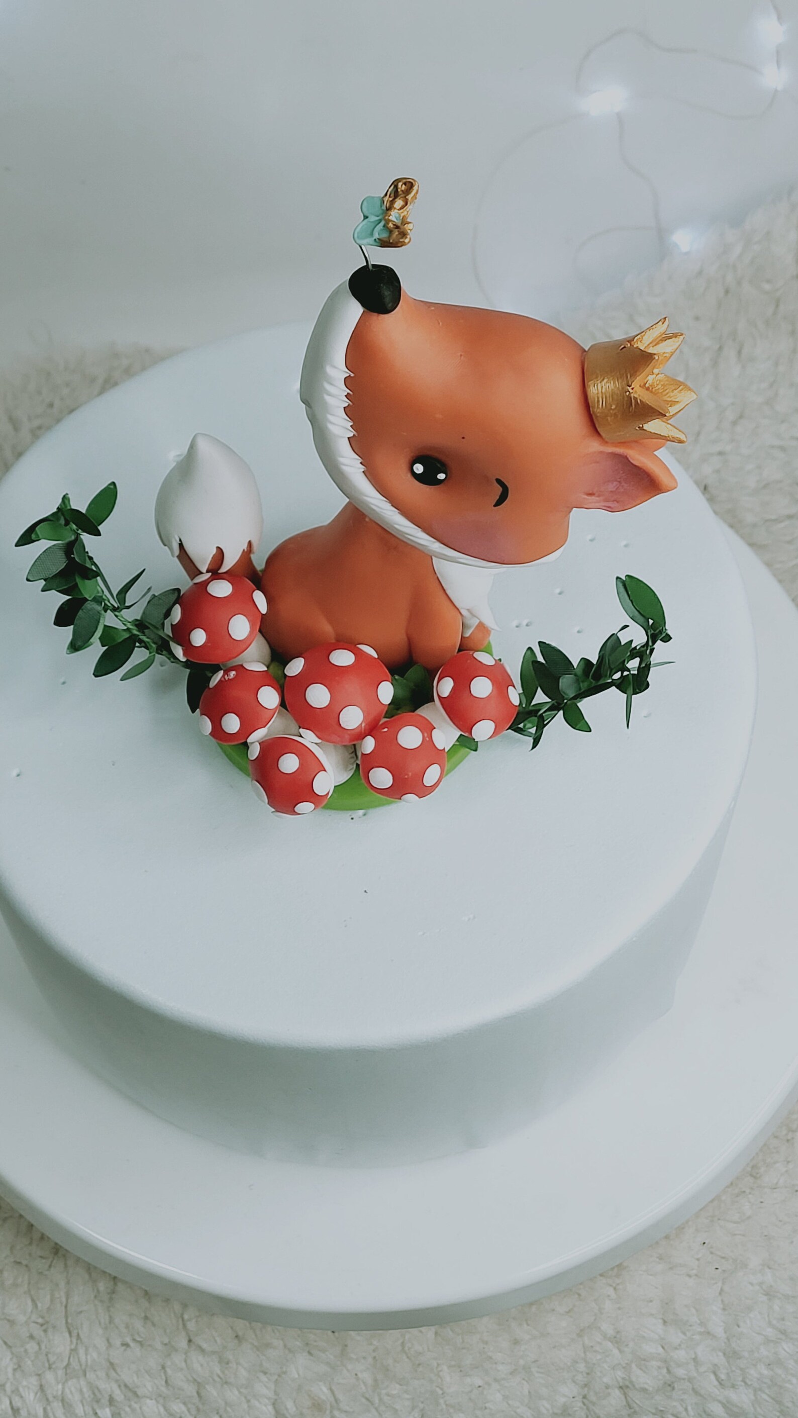 Fox With Gold Forest Crown With Mushrooms, Fox,cake Topper, Animal ...