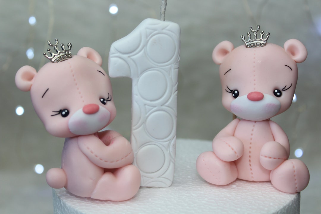 Pink Princess Bear With Majesty Crown Size 9 Cm Fondant or Cold ...