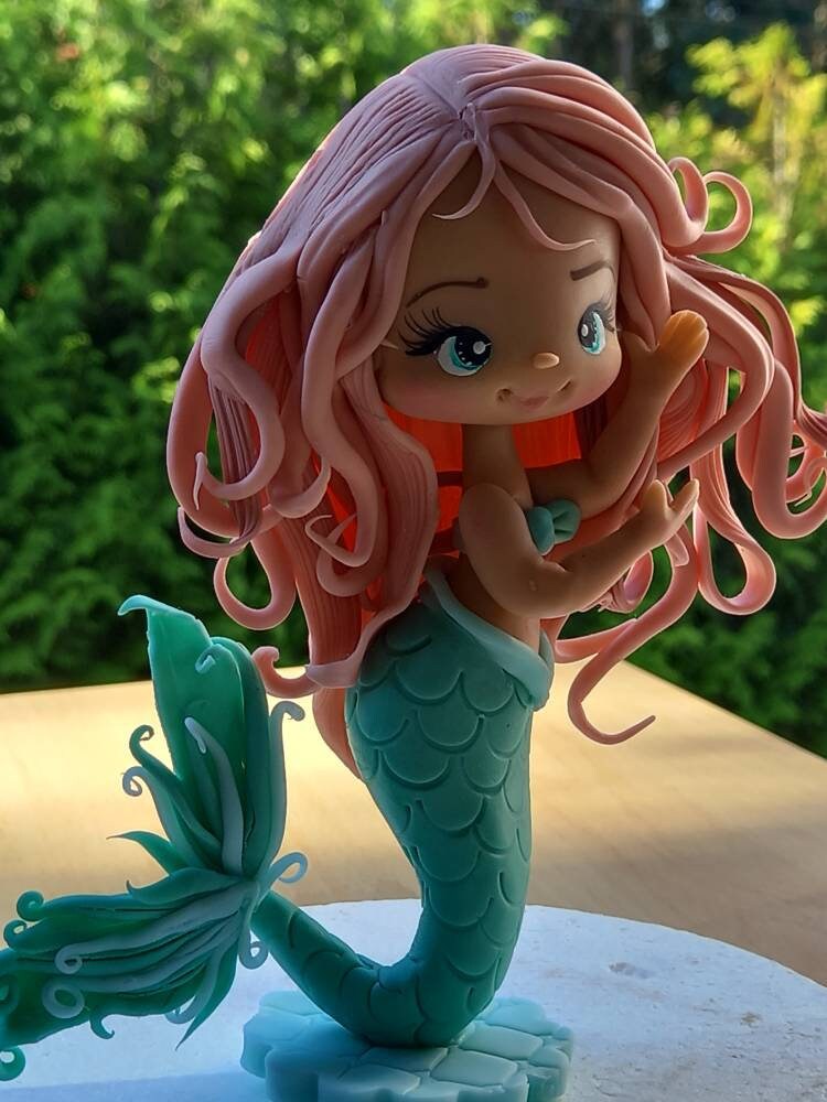 Mermaid Figure in Fondant or Cold Porcelain for Cake - Etsy