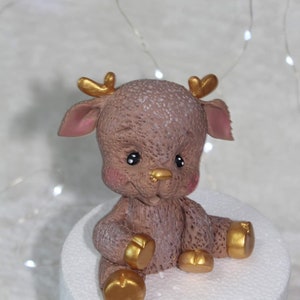 Reindeer Fondant Figure,santa Reindeer for Cake, Golden Reindeer for ...