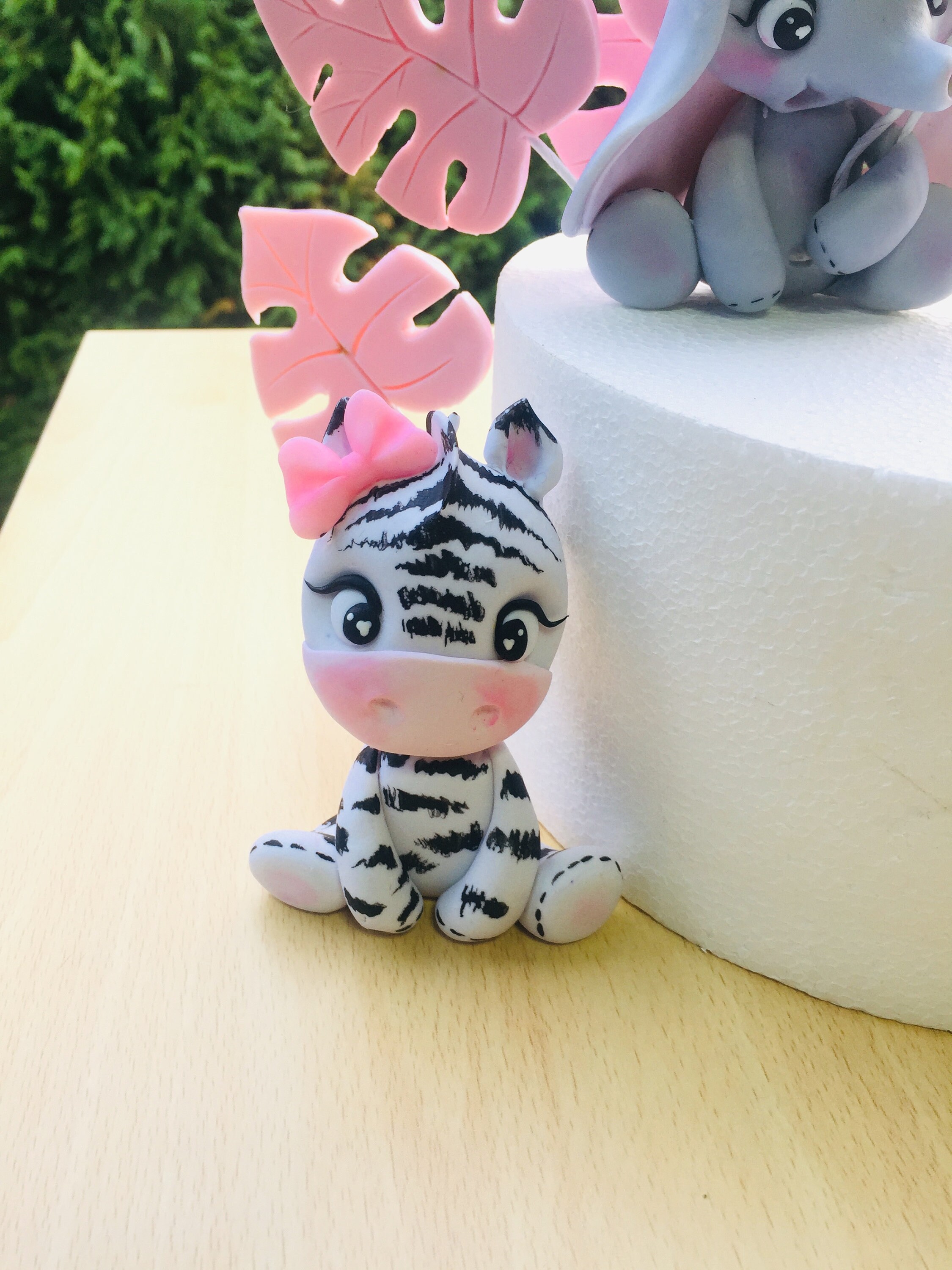 Pink Safari Cake Topper Giraffe Cake Topper Cold Porcelain - Etsy