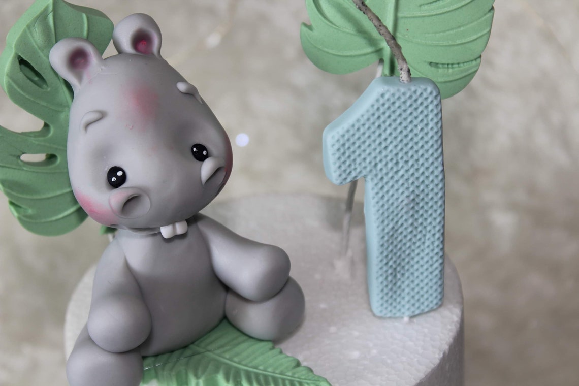 Hippo Topper Animals Cake Topper Jungle Cake Topper Grass - Etsy