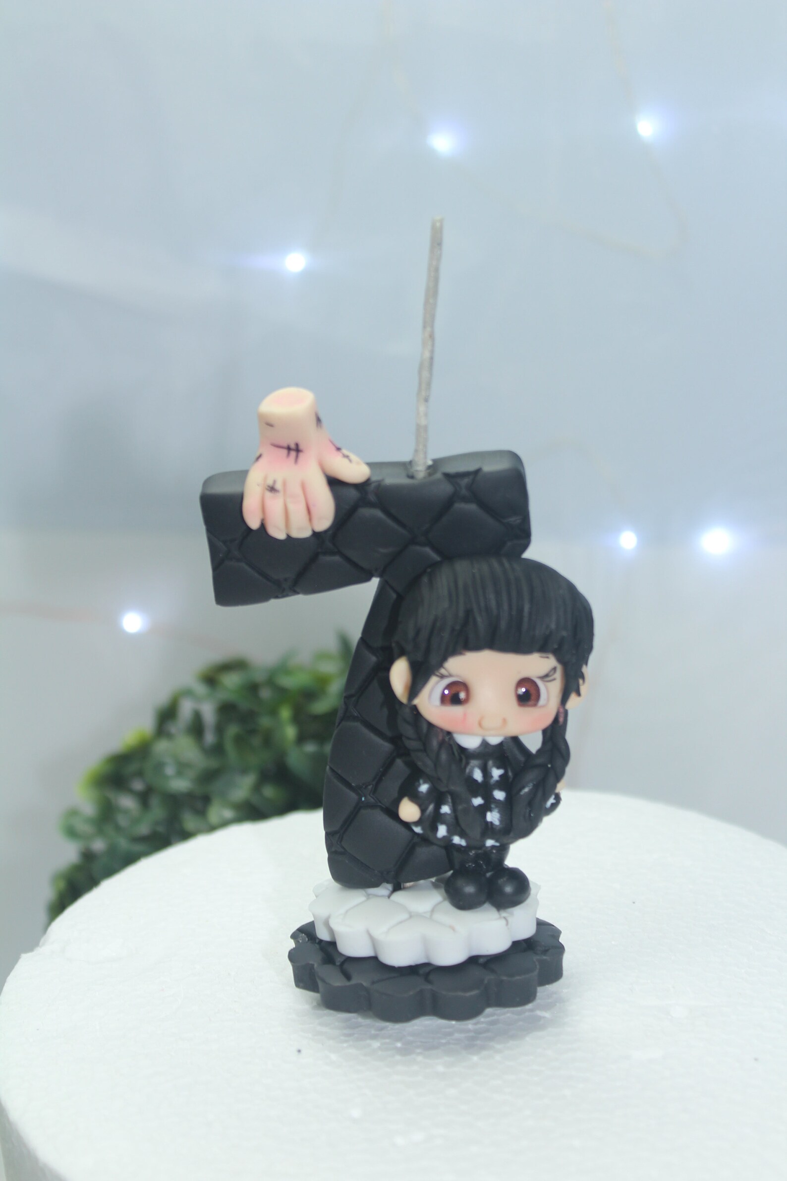 Candle Girl, Wednesday Addams Inspired Candle, Cold Porcelain Candle ...