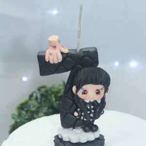 Candle Girl, Wednesday Addams Inspired Candle, Cold Porcelain Candle ...