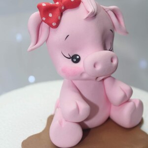 Piggy Fondant, Cold Porcelain Piggy Figure, Farm Party Decorations ...