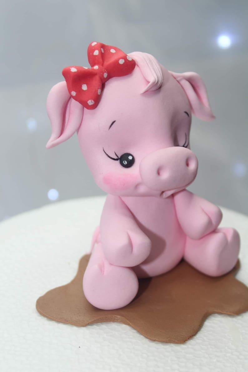 Piggy Fondant, Cold Porcelain Piggy Figure, Farm Party Decorations ...
