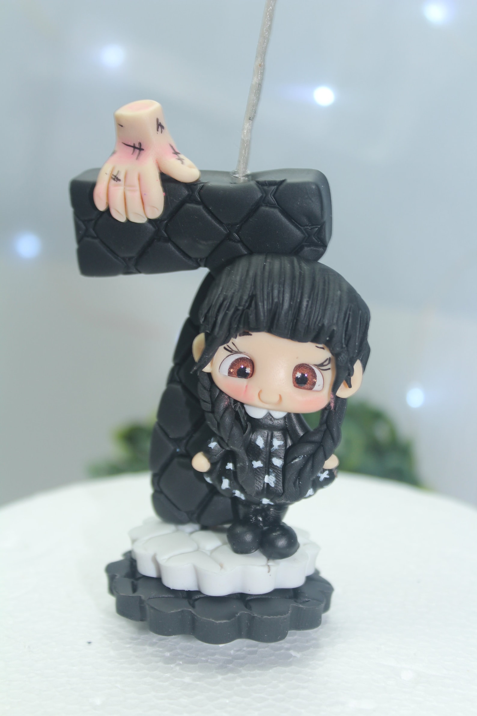 Candle Girl, Wednesday Addams Inspired Candle, Cold Porcelain Candle ...