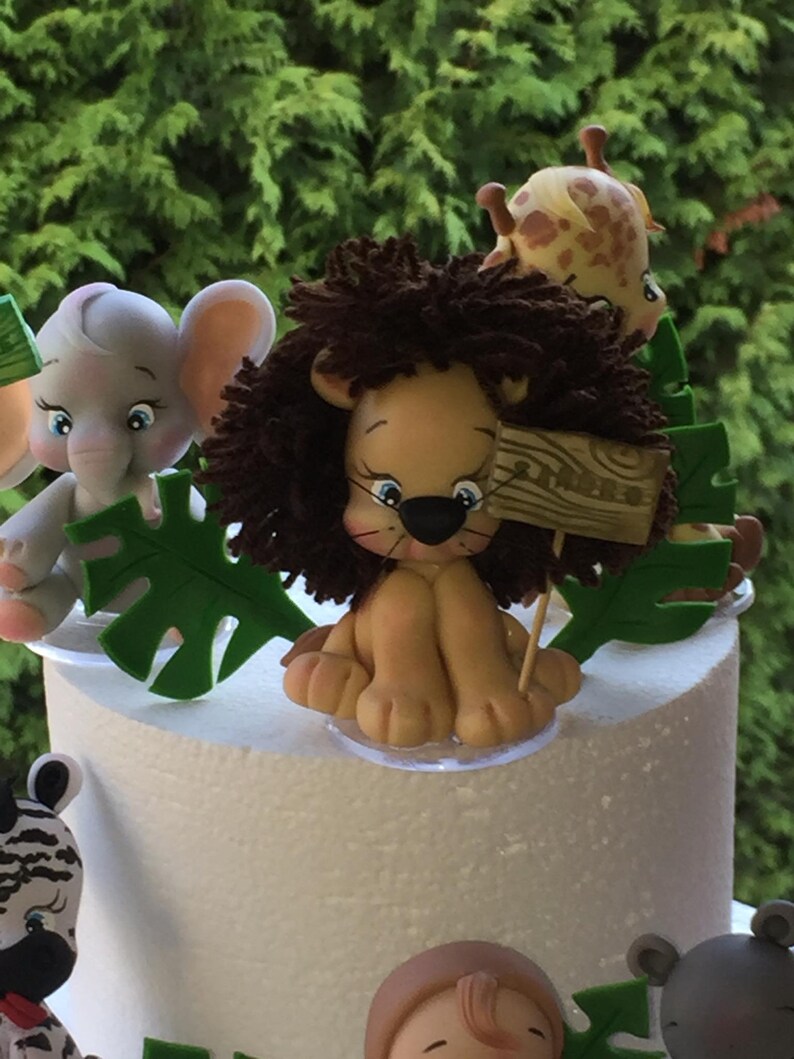 Safari Cake Topper Giraffe Cake Topper Cold Porcelain Jungle - Etsy
