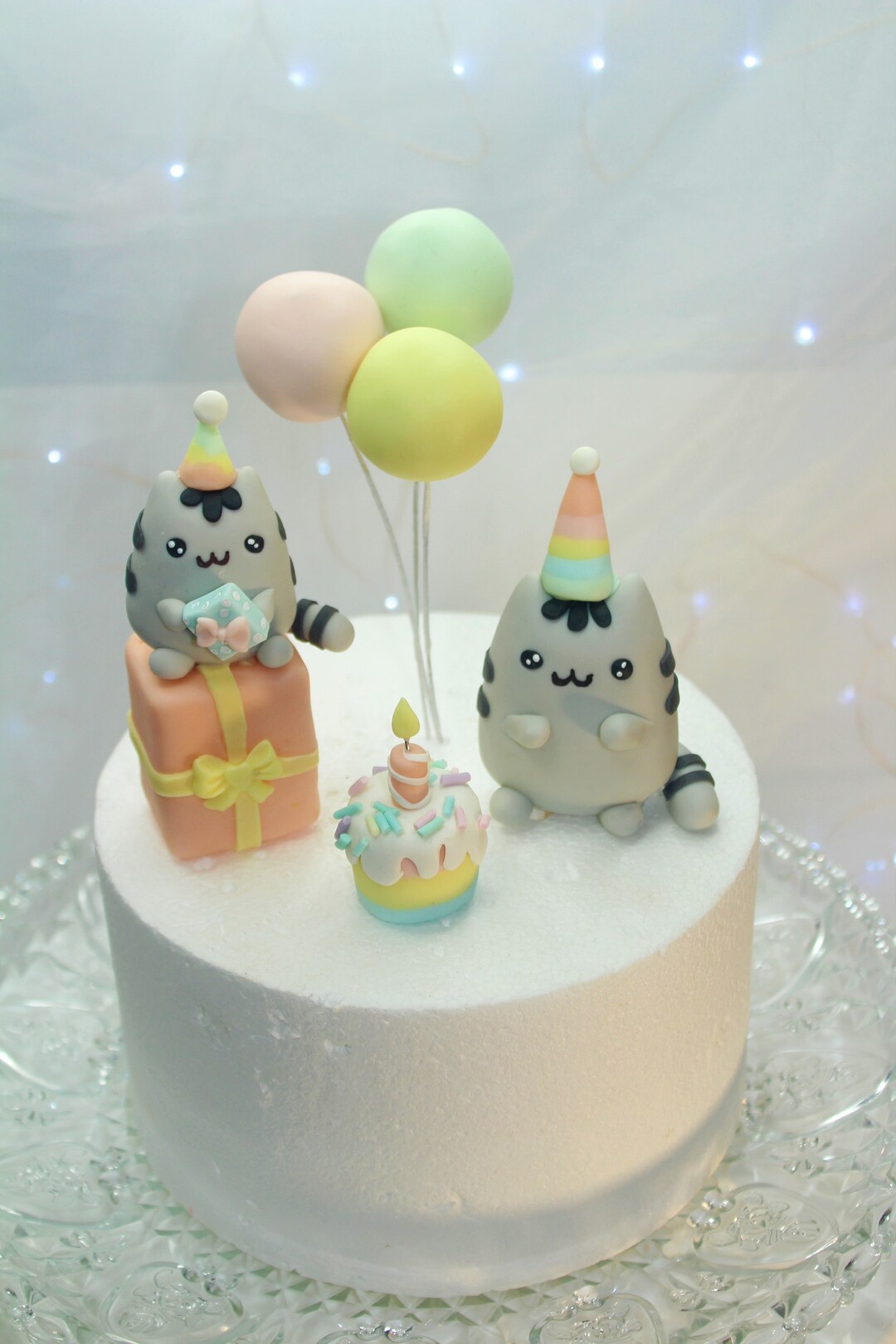 Pet Figurine in Fondant-pusheen the Cat - Fondant - Cake Topper - Etsy