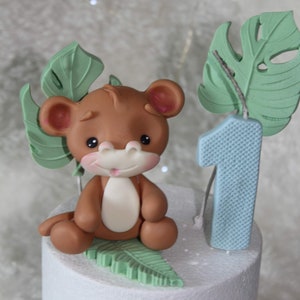 Monkey Topper Animals Cake Topper Jungle Cake Topper Grass - Etsy