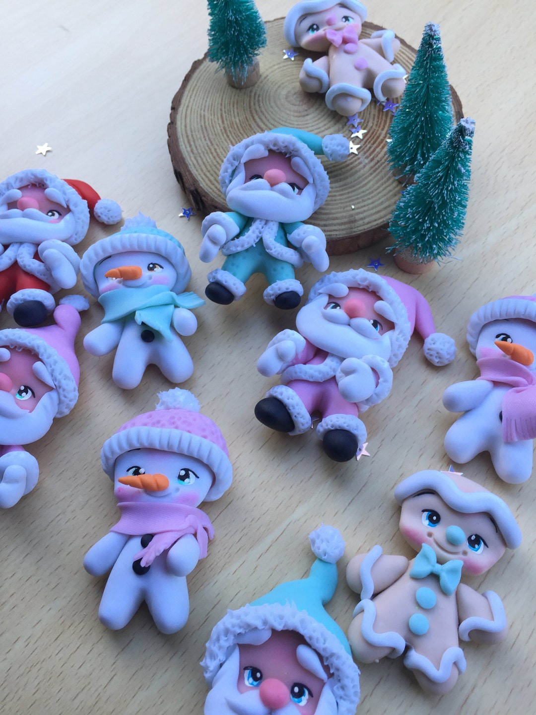 Santa Claus, Ginger, Snowman, Cold Porcelain Christmas Ornaments ...